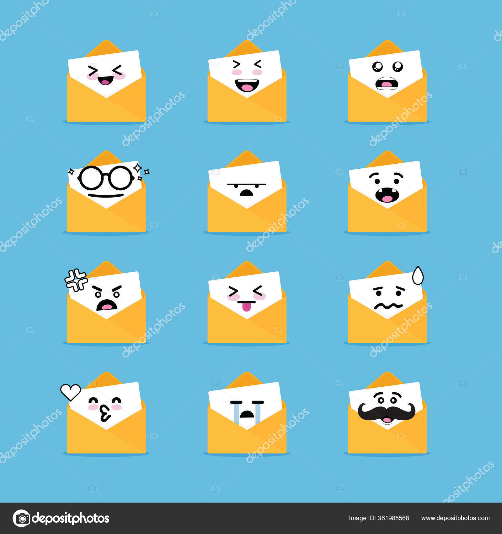 Smile Emoji Emoticon Face Email Lot Variation Stock Vector by ©vintagio ...