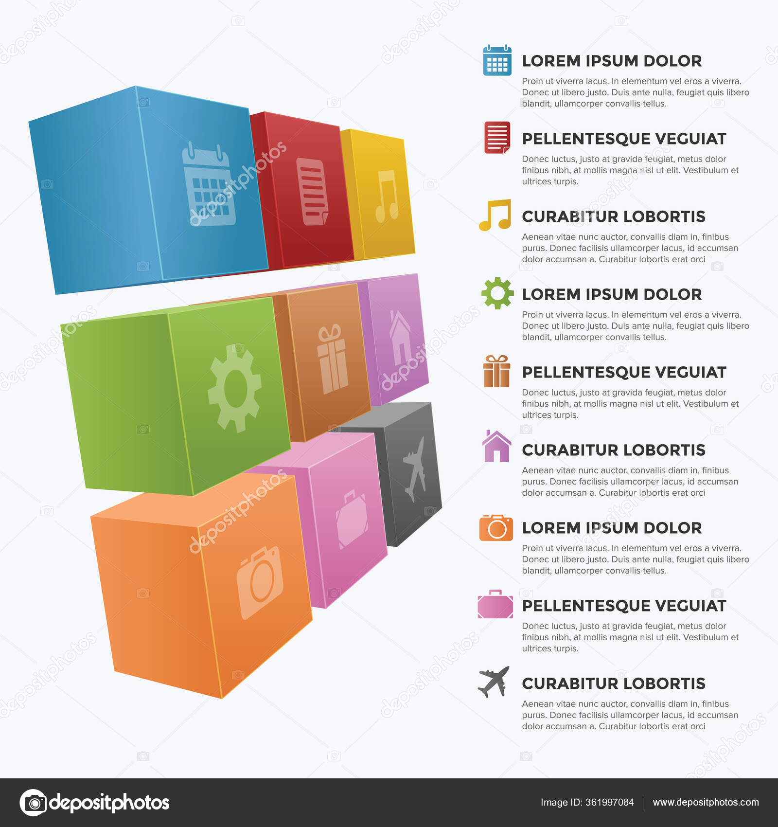 Dimension Infographic Block Different Color Icon Stock Vector Image by ...