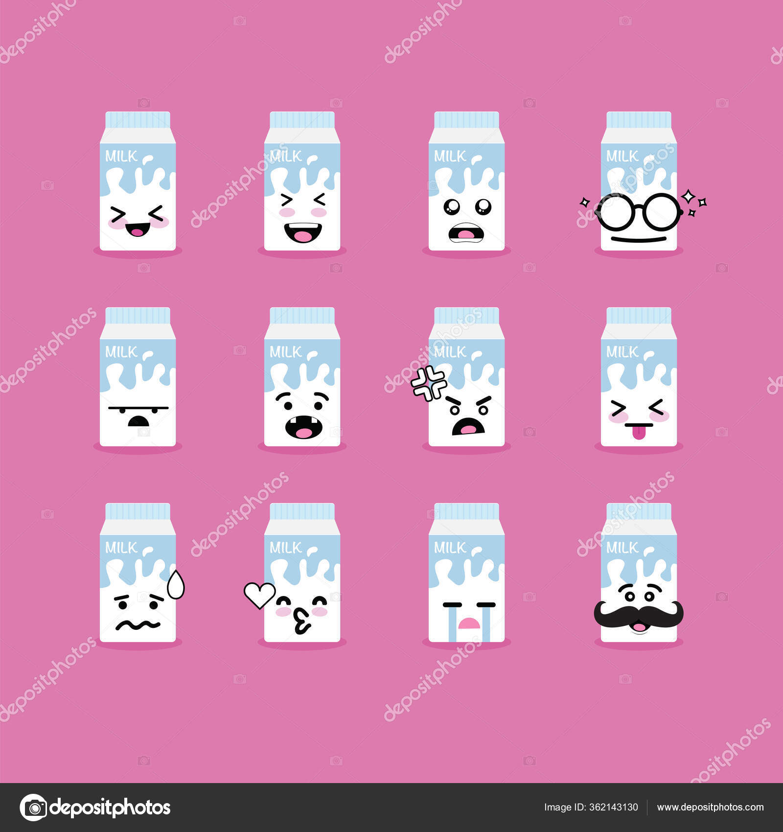Smilies Emoji Emoticon Face Milk Box Lot Variation Stock Vector by ...