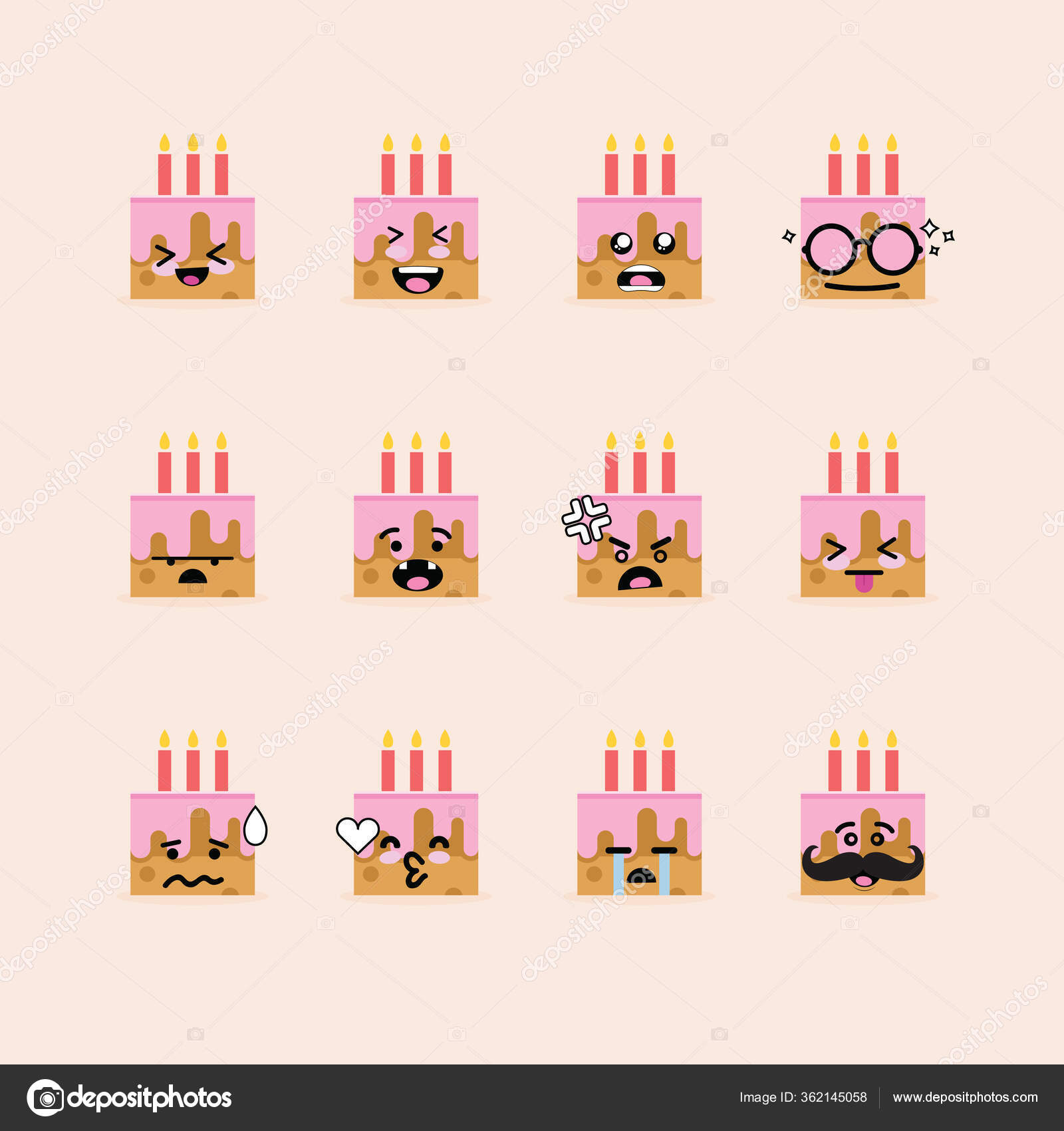 Smilies Emoji Emoticon Face Cake Lot Variation Stock Vector Image by ...