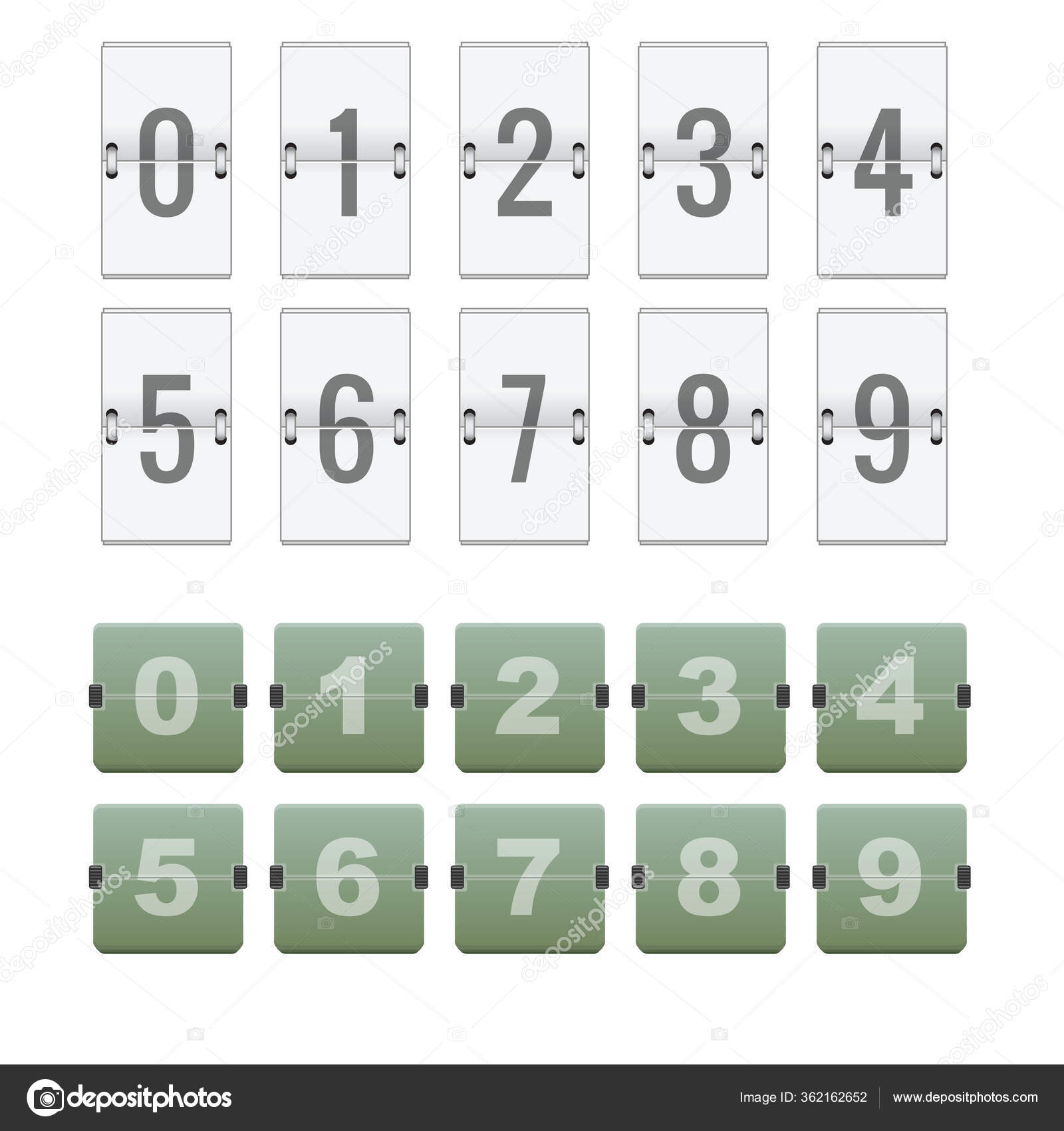 Contador Numérico Flipboard Con Estilos Diferentes Vector de stock ...