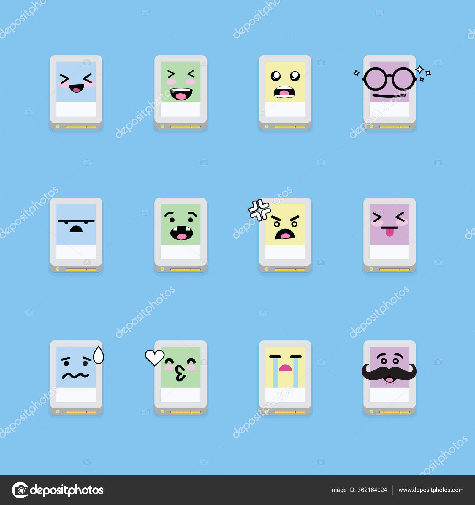 Smile Emoji Emoticon Face Solid State Drive Lot Variation Stock Vector ...