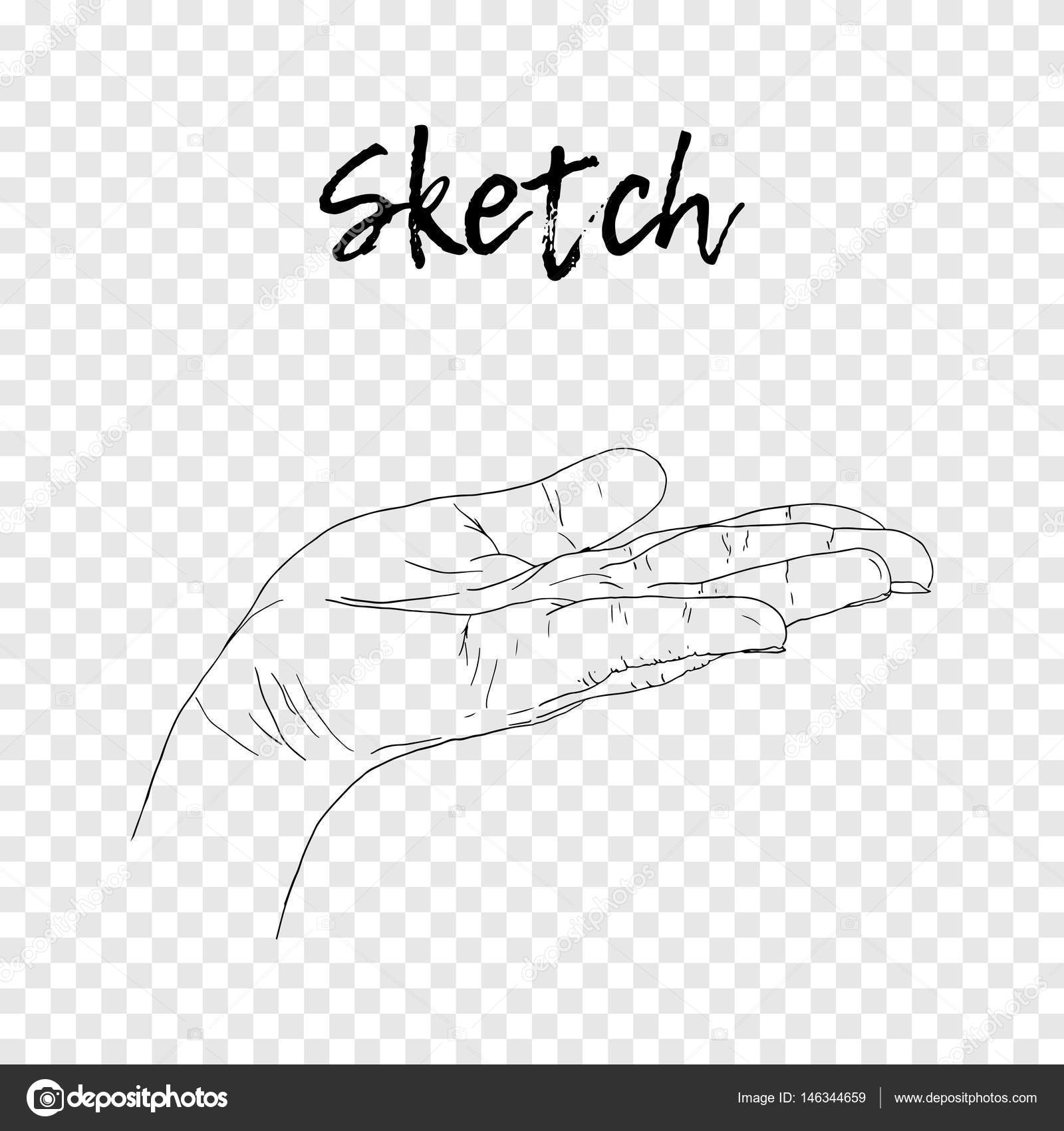 Sketch hand begging hands. Vector line illustration Stock Vector by ...