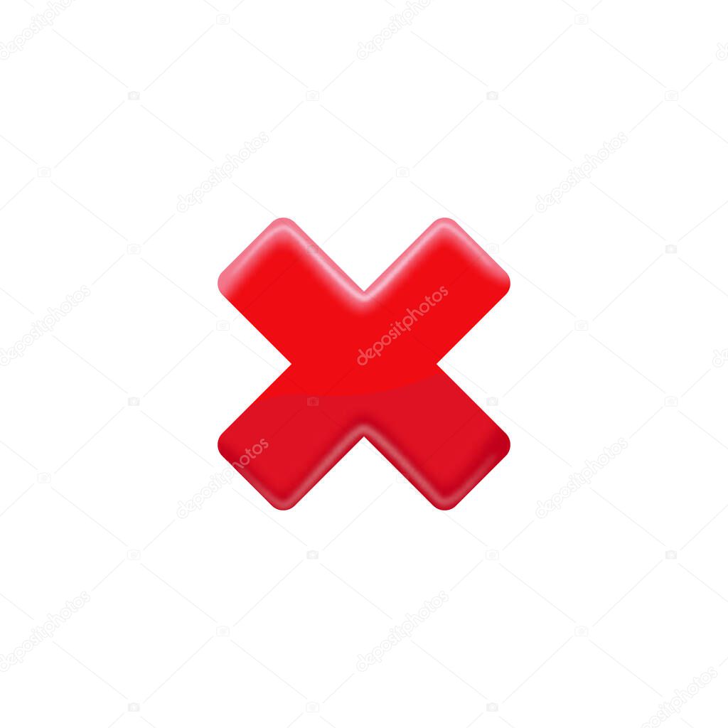 Icono de rechazo. Señal rechazada en 3D. Marca de verificación. Cruz ...