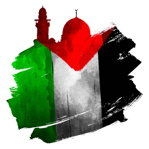 Quds Mosqued Dome Silhouette Palestine Flag Ink Brush Shape Vector ⬇ ...