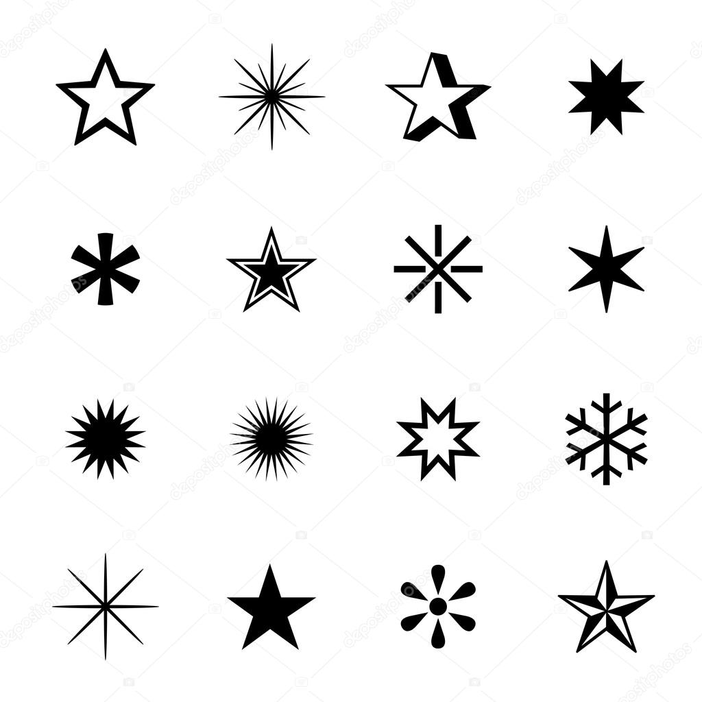 Conjunto de estrellas negras. Ilustración vectorial . Vector de stock ...