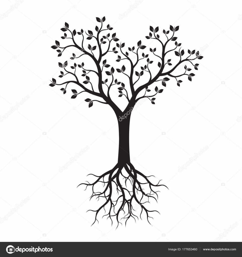 Black Tree with Roots. Vector Illustration. Stock Vector by ... Black Tree with Roots. Vector Illustration. Stock Vector by ...