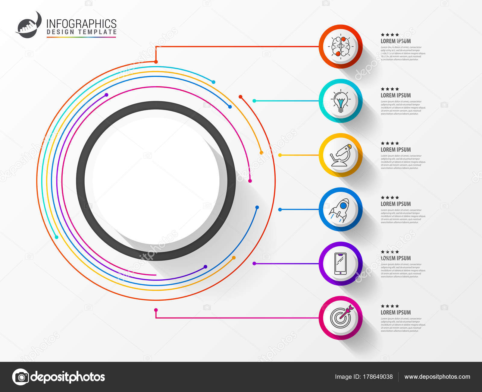 Infographic design template with 6 steps. Vector Stock Vector by ...