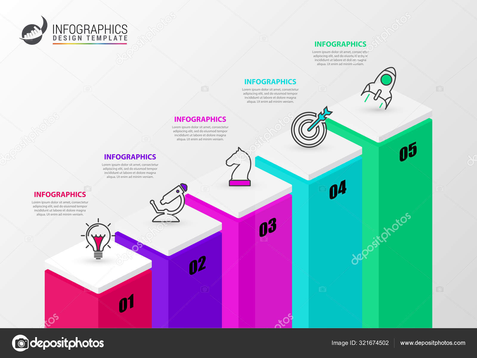 Infographic design template. Creative concept with 5 steps Stock Vector ...