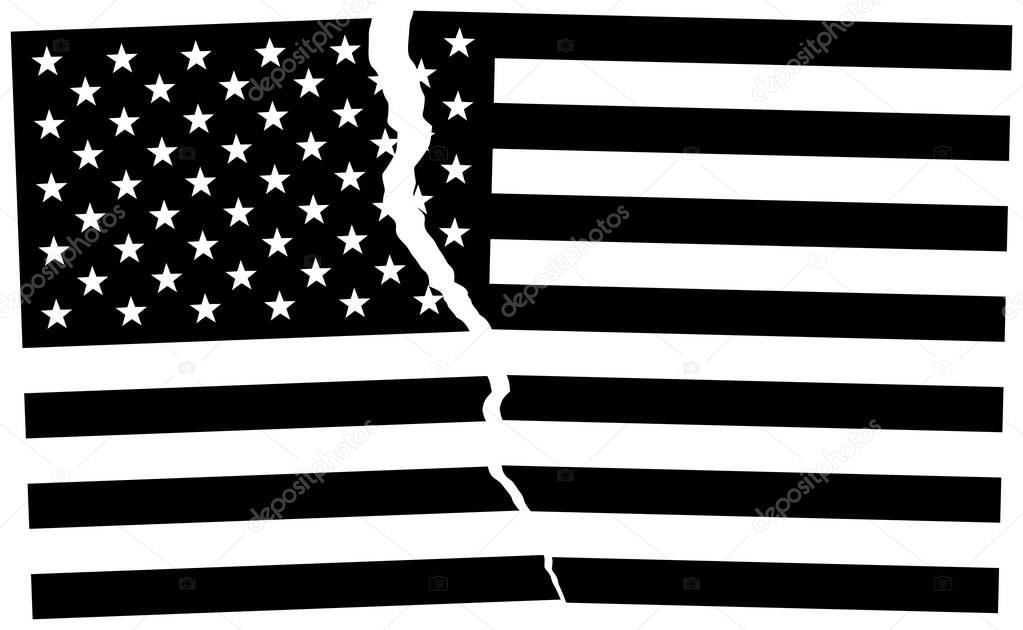 Black and white broken flag of United States of America Stock Vector by ...