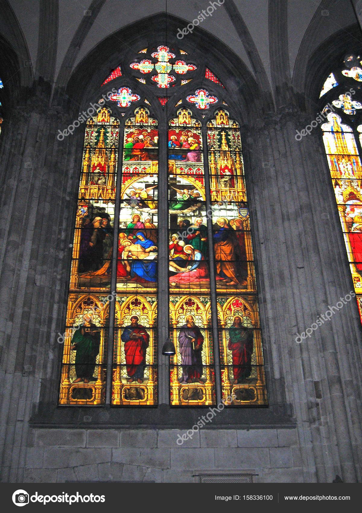 Windows with mosaics at the Cologne Cathedral. Germany. — Stock ...