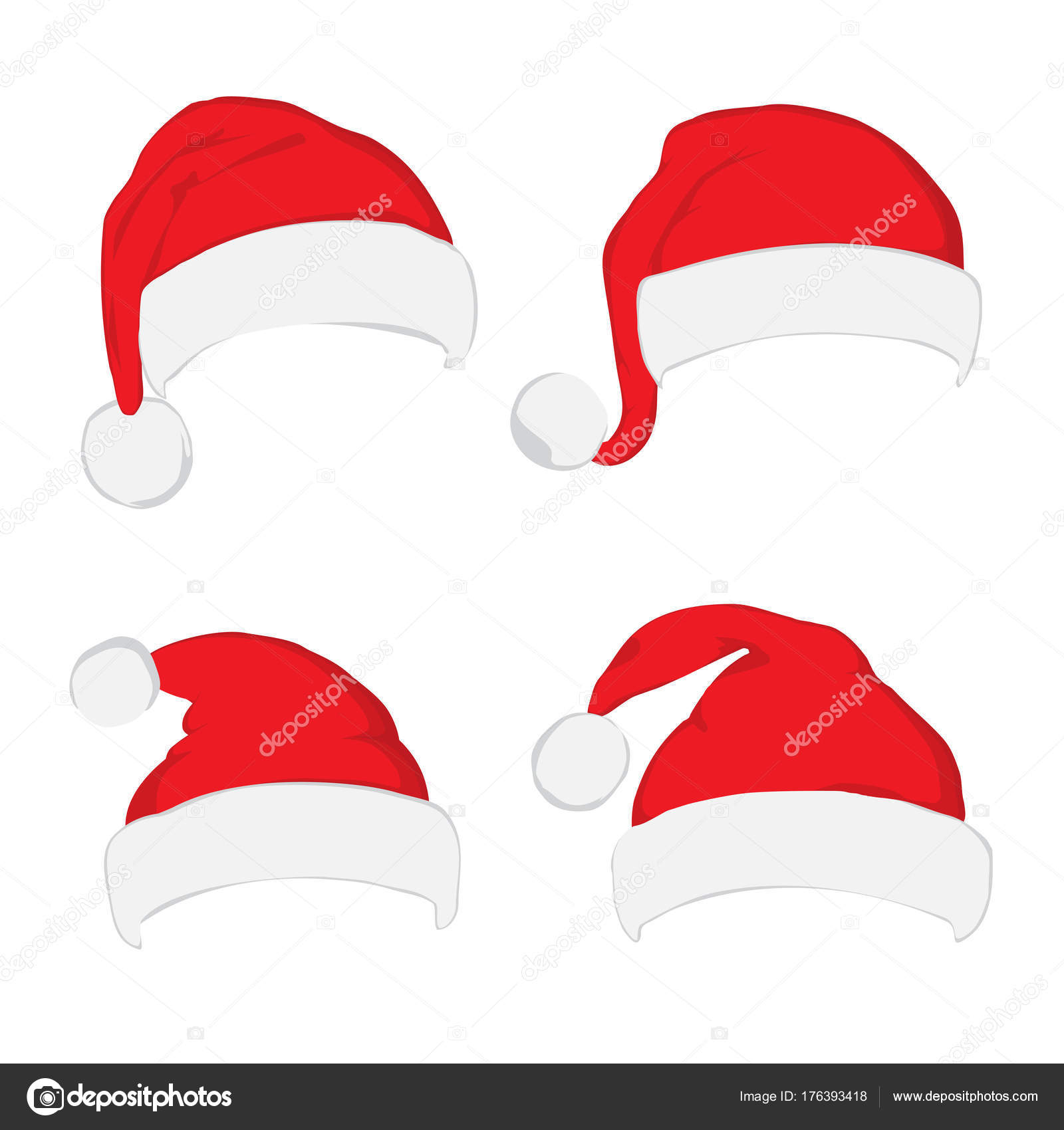 Santa Claus red hat set on white Stock Vector by ©Sid10 176393418