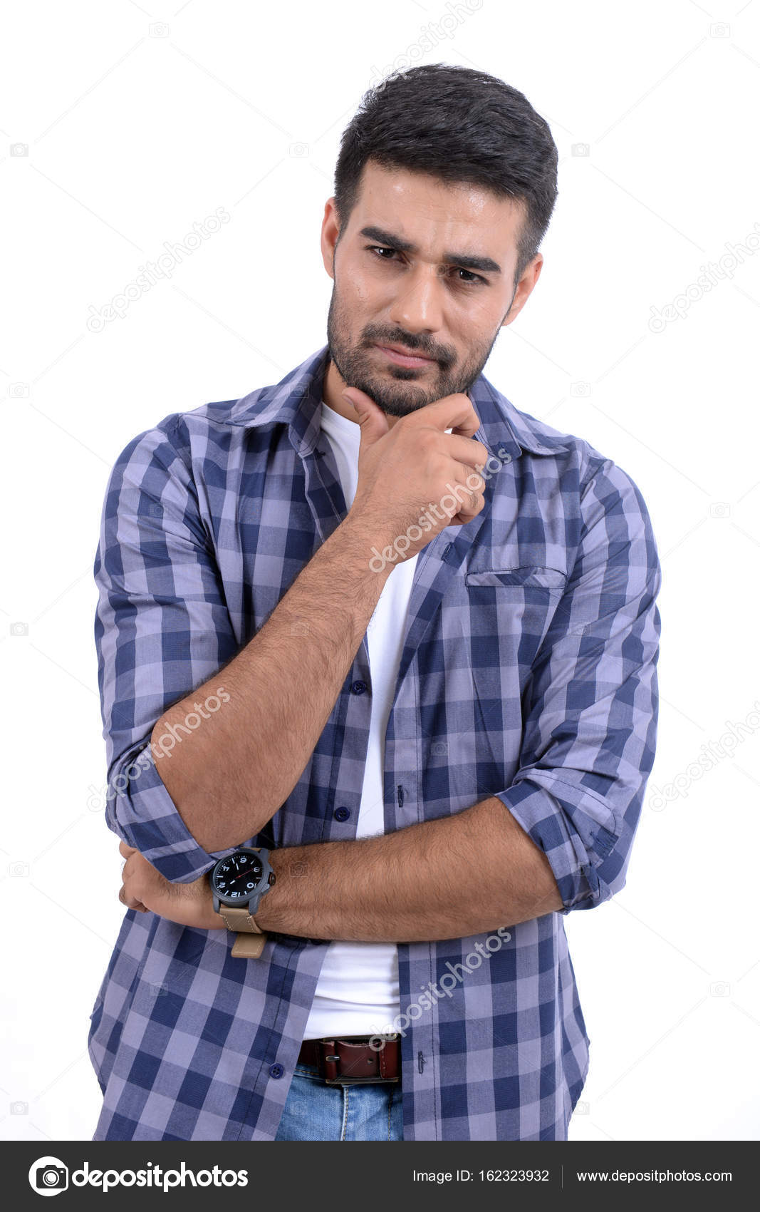Handsome man with different expressions on a white background. — Stock ...