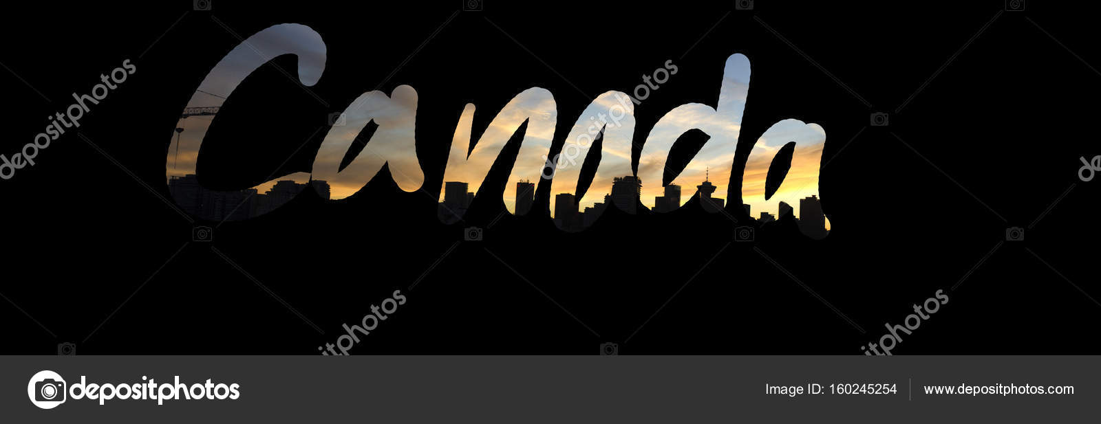 Handmade Canada Writing with Canada Skyline Silhouette — Stock Photo ...