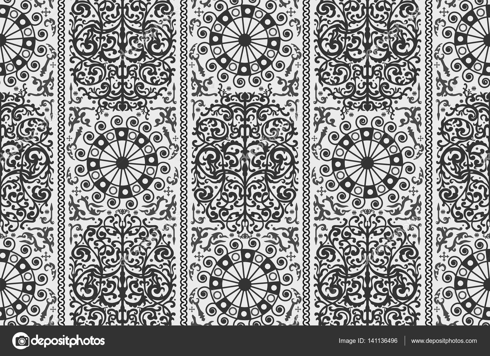 Black and white ancient vintage seamless ornamental texture. Vector ...