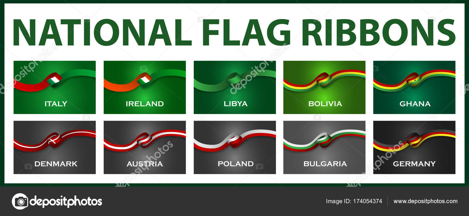 Luxury green and grey style country flag ribbons — Stock Photo © BoxerX ...