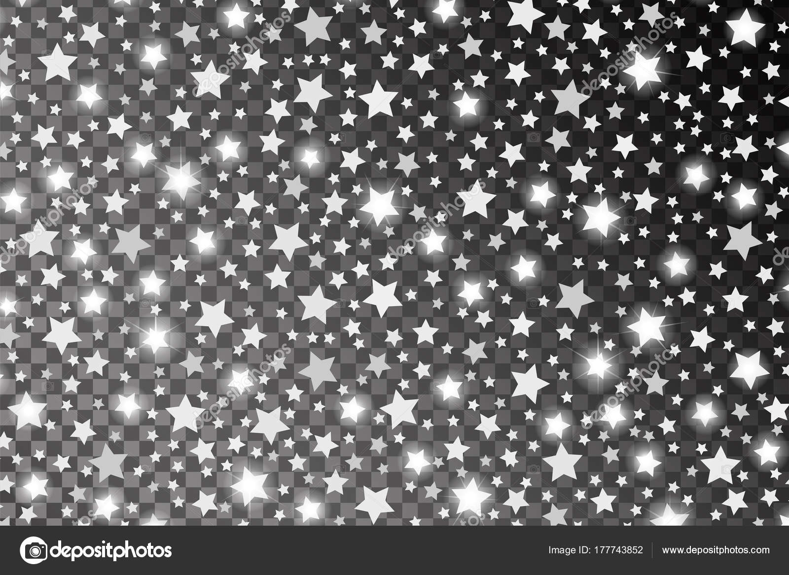 Abstract silver starfall effect pattern isolated on transparent ...