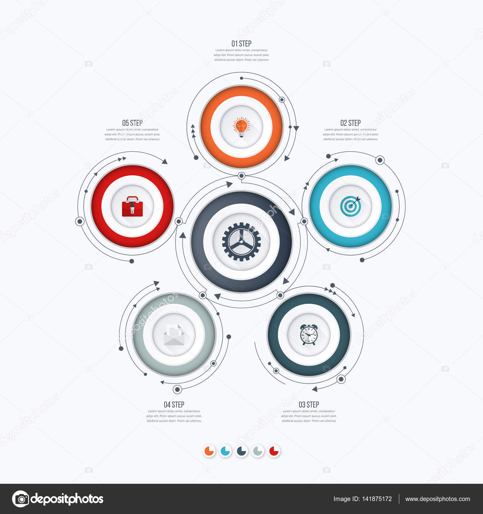 Infographics template 5 options with circle Stock Vector by ©Amelisk ...
