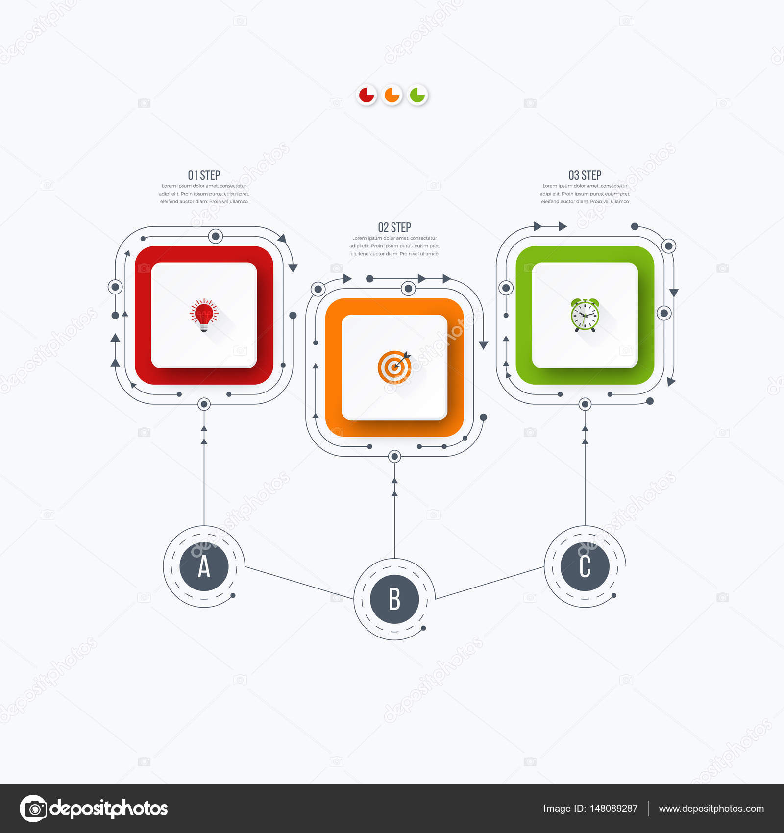 Infographics template 3 options with square Stock Vector by ©Amelisk ...