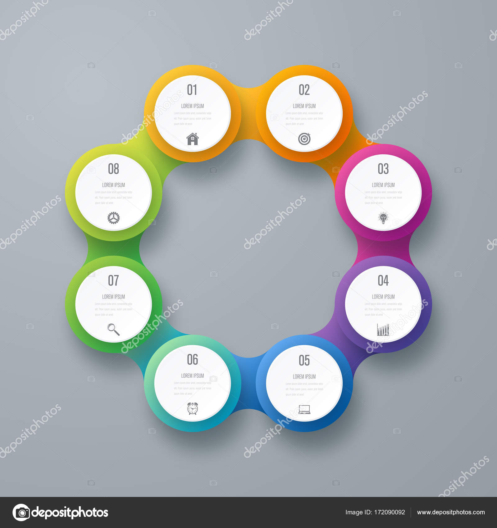 Infographics template 8 options with circle Stock Vector by ©Amelisk ...