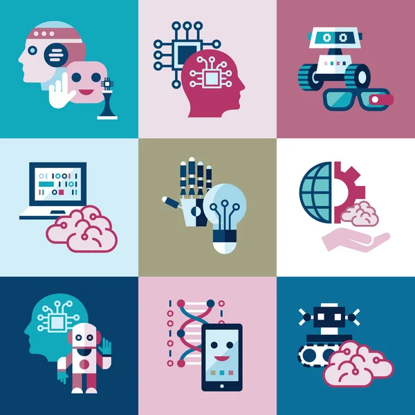Digital Vector Artificial Intelligence Self Learning Icon Set Infographics Stock Vector by ...