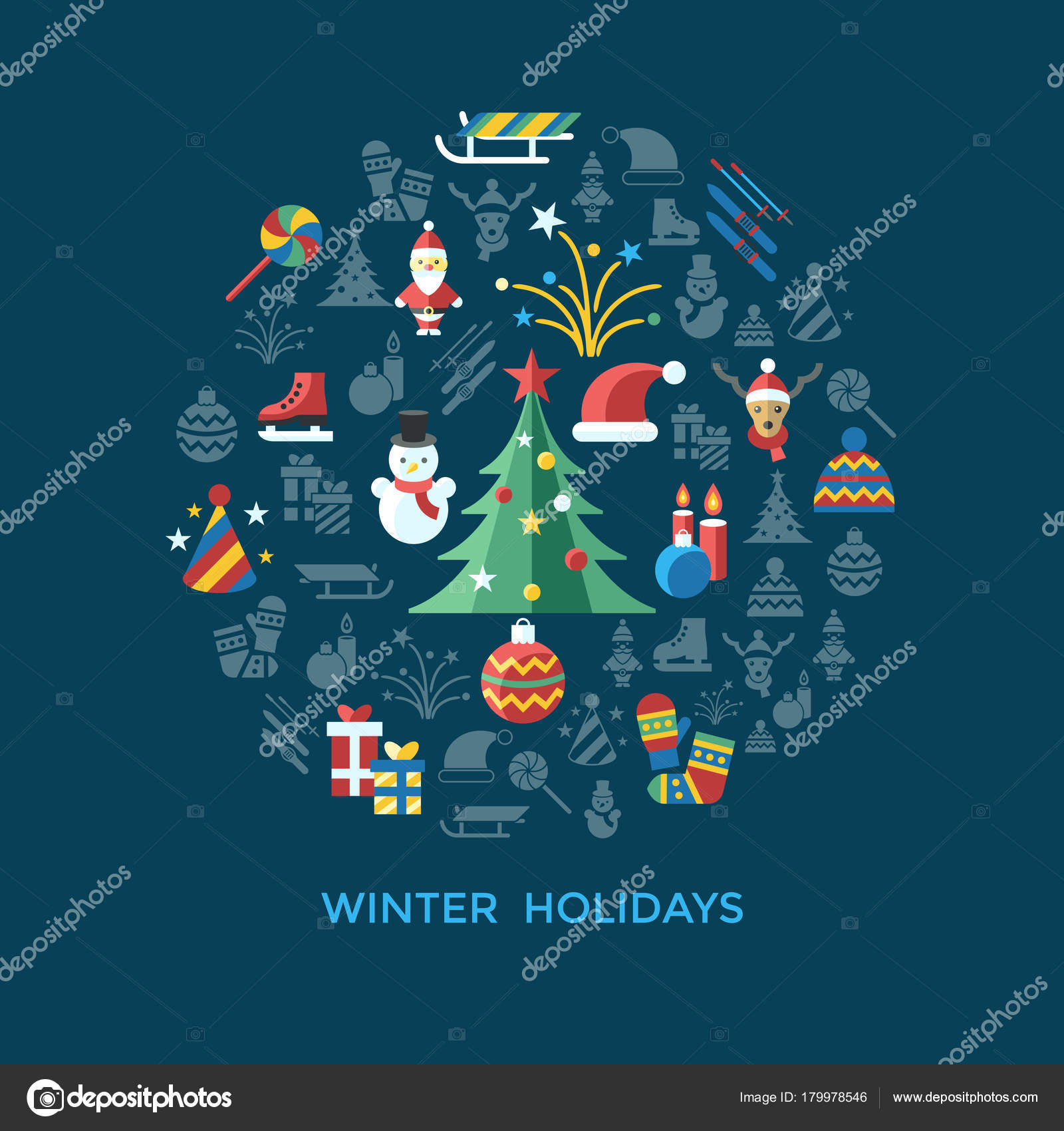 Digital vector christmas and new year holidays set Stock Vector by ...