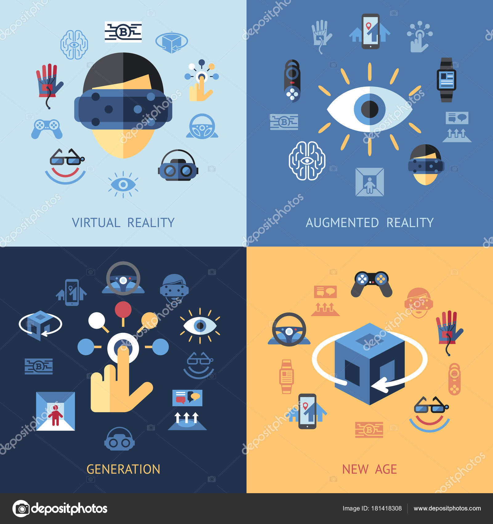 Digital vector virtual augmented reality set Stock Vector by ...