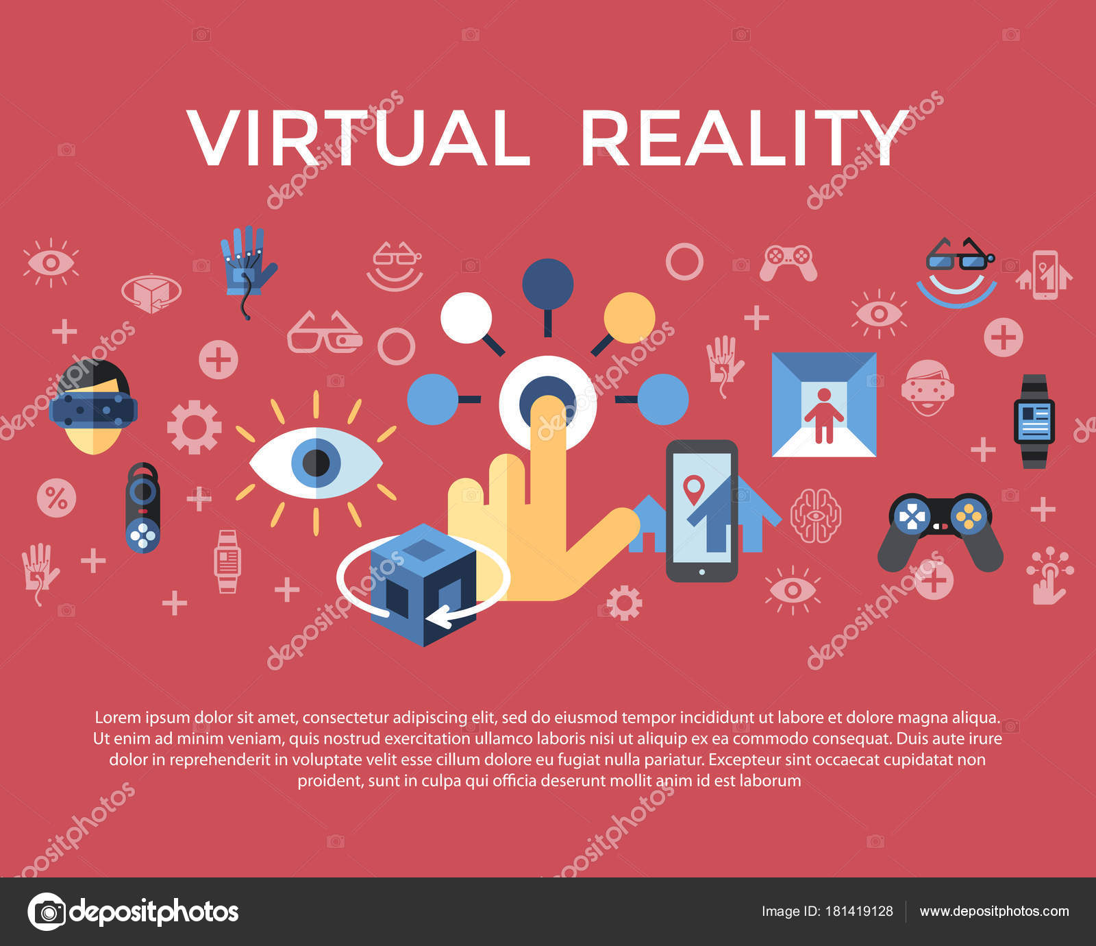 Digital vector virtual augmented reality set Stock Vector by ...