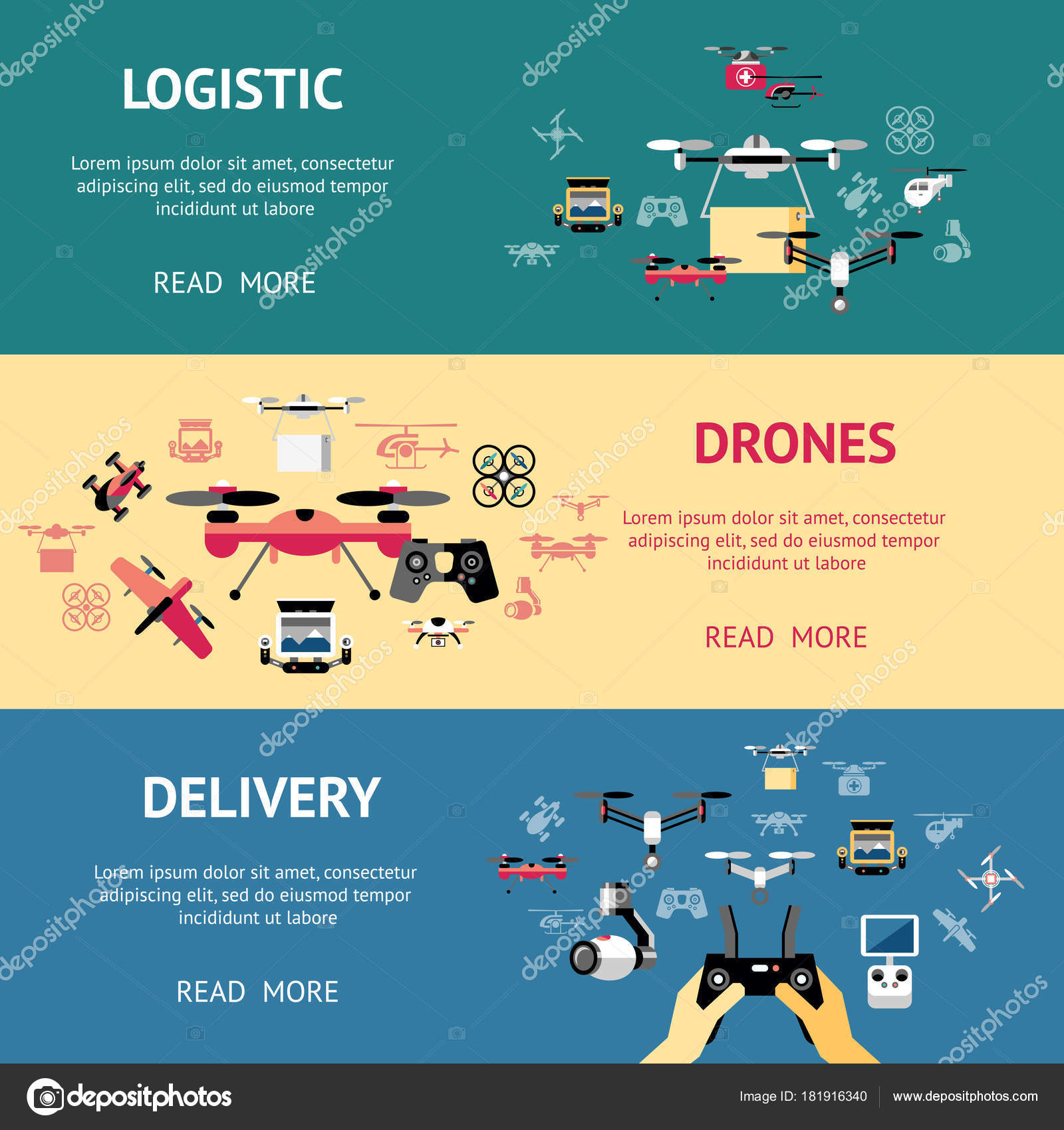 Digital vector flying drone objects color Stock Vector by ©frimufilms ...