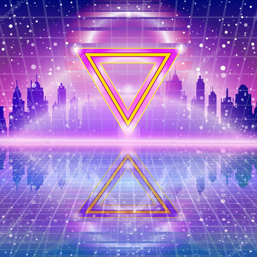 Futuristic 80s | 80s Retro styled futuristic landscape, 80s style city ...