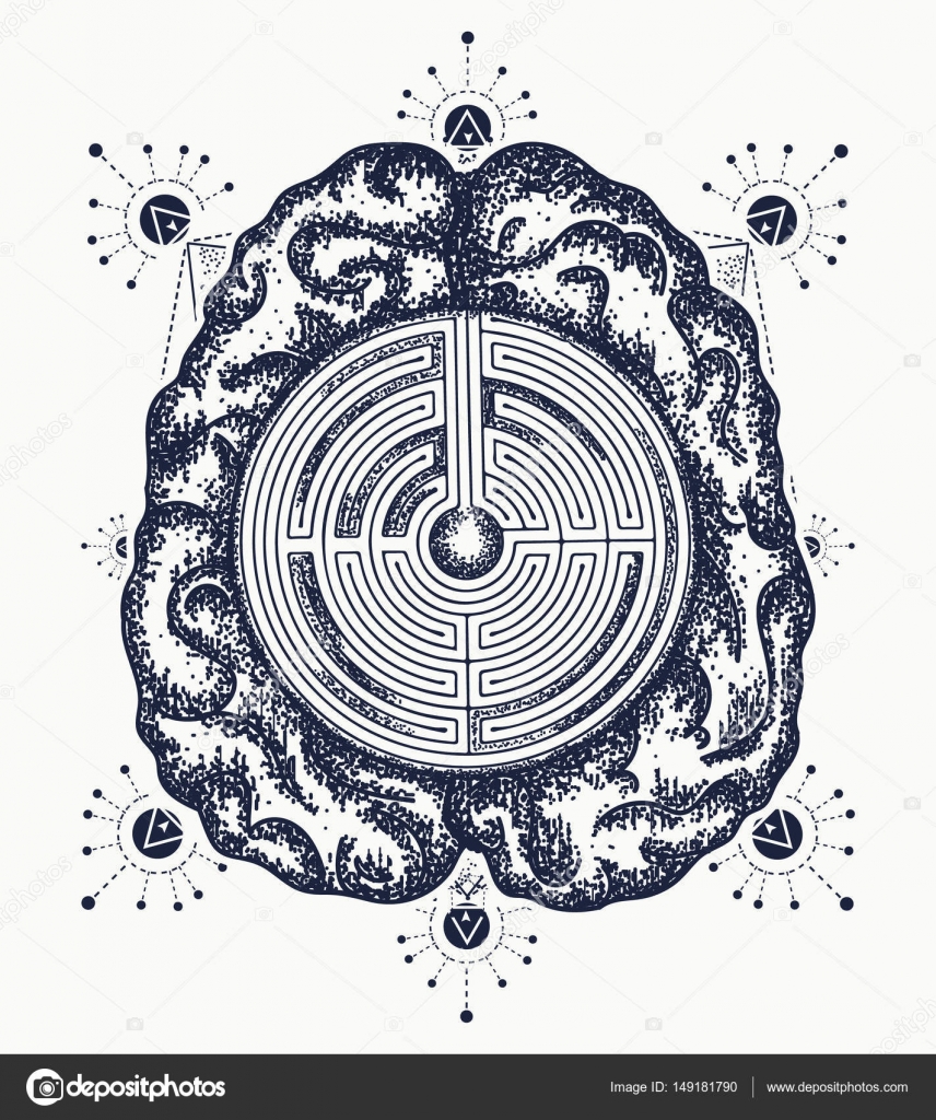 Labyrinth tattoo design | Brain and labyrinth tattoo art. Symbol of ... Labyrinth tattoo design | Brain and labyrinth tattoo art. Symbol of ...