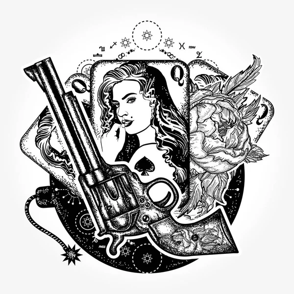 Western Revolver Tattoo Designs