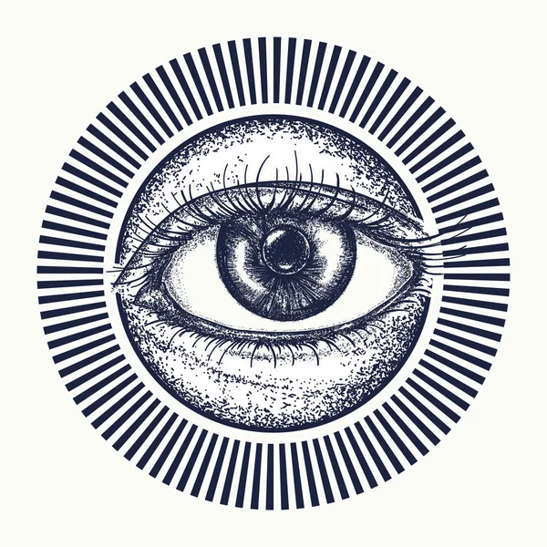 All seeing eye tattoo art vector. Magic eye t-shirt design. Freemason ...
