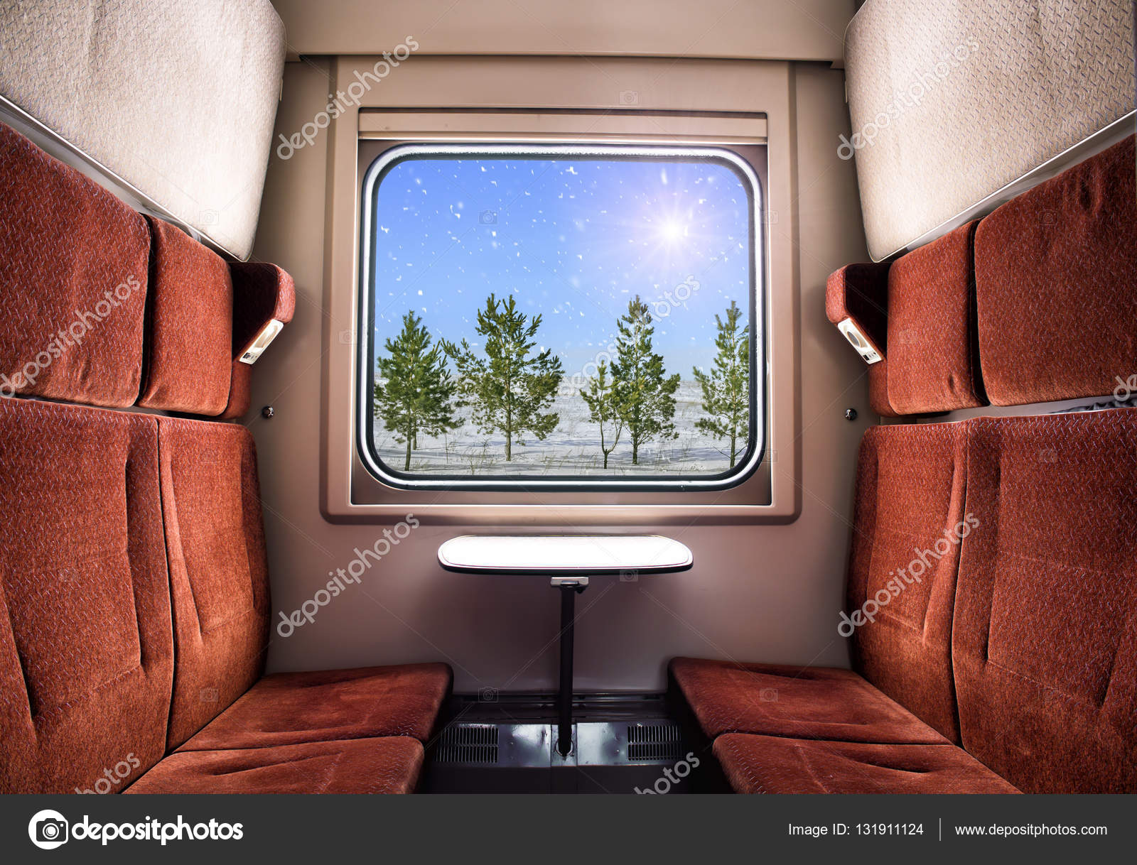 Christmas Window Scene With Train