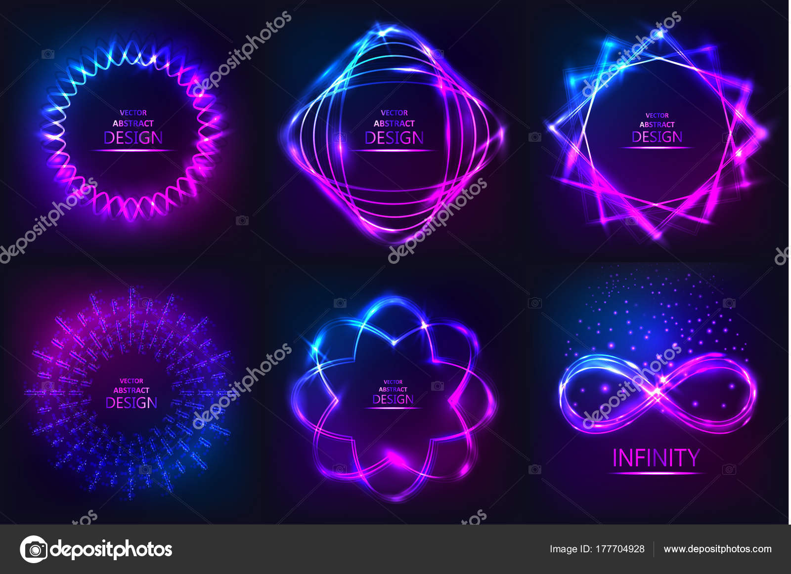 Set Of Sparkling Neon Banners Stock Vector By ©baretsky 177704928
