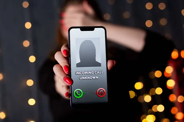 Phone Call From Unknown Number Scam Fraud Or Phishing With Smartphone
