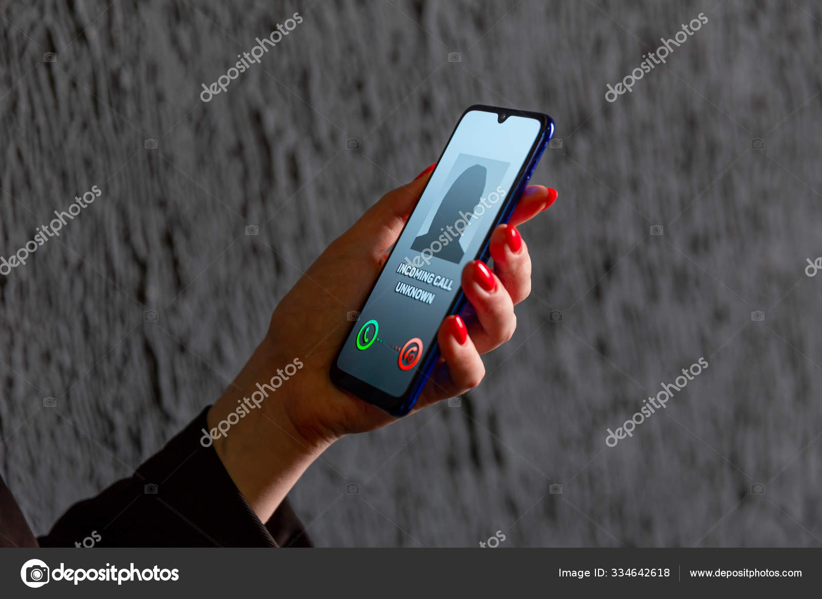 Phone call from unknown number. Scam, fraud or phishing with smartphone ...