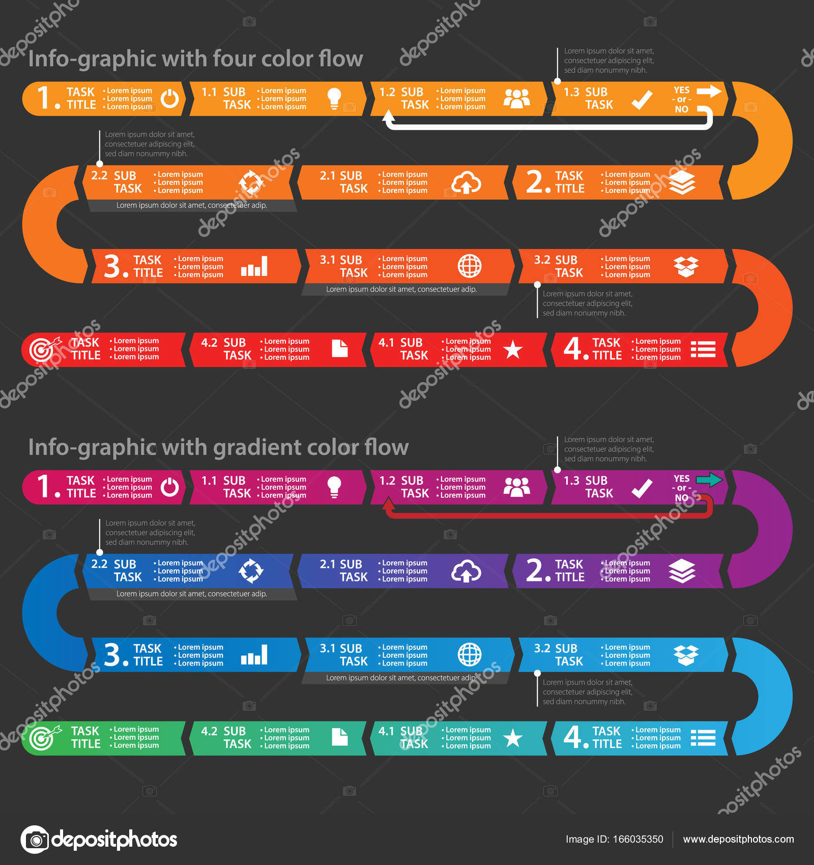 Clean Corporate Infographic Flowchart Vector Stock Vector Image by ...