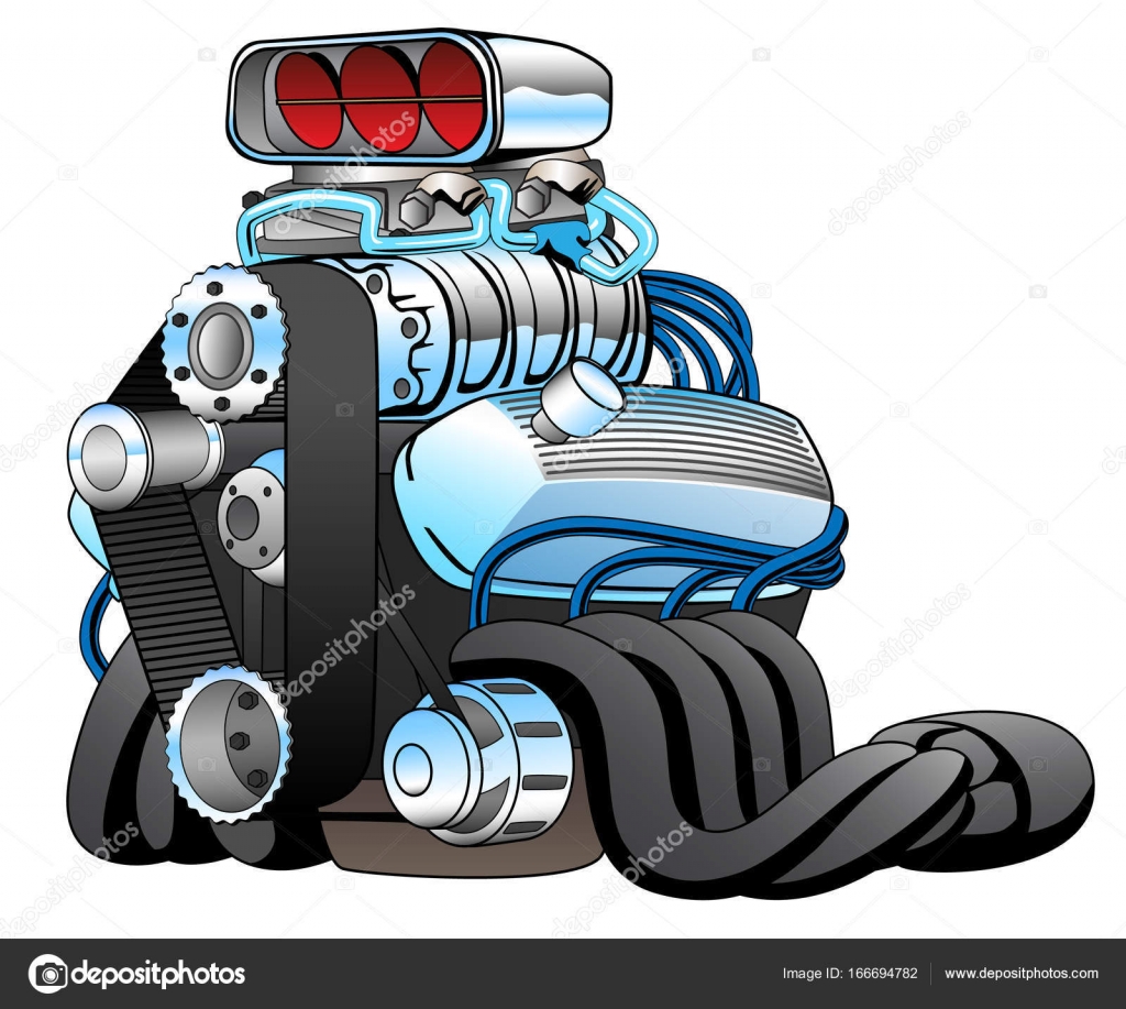 Hot Rod Race Car Engine Cartoon Vector Illustration Stock Vector Image ...