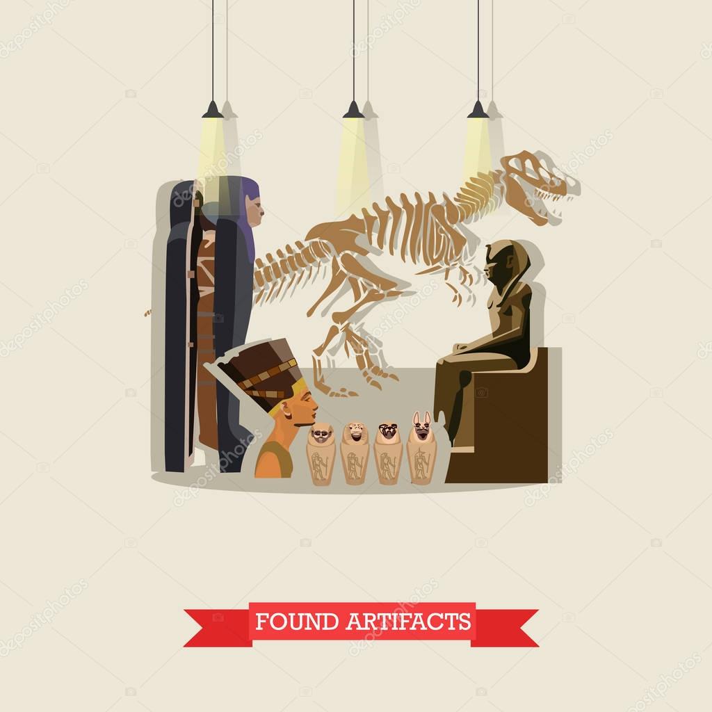 Ilustración Vectorial De Artefactos Antiguos Egipcios Encontrados En