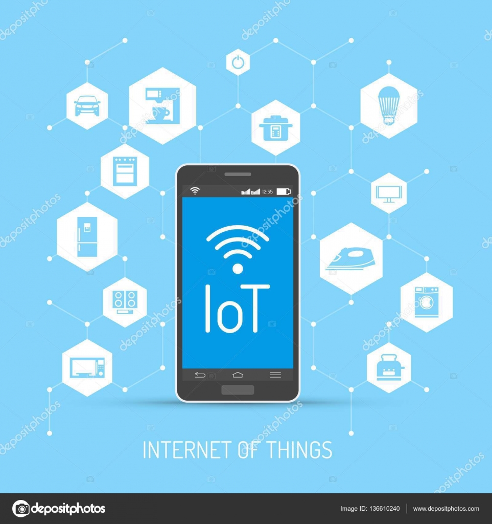 Internet of Things vector concept illustration in flat design Stock ...