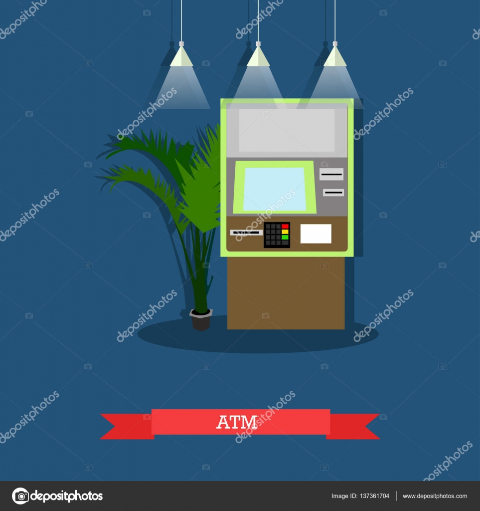 Vector illustration of ATM, flat style design Stock Vector Image by ...