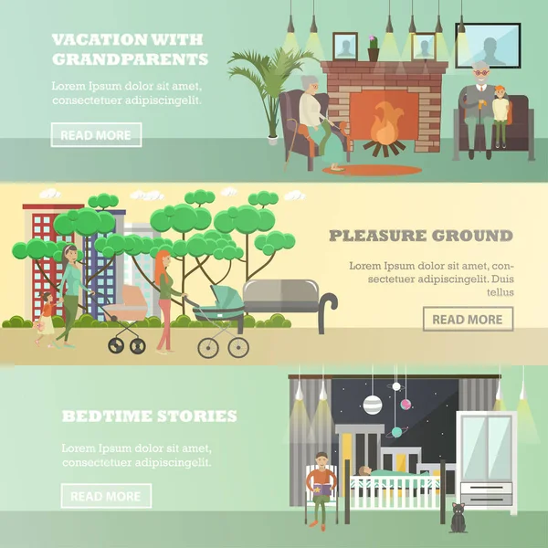 Vector set of family concept design elements in flat style. Stock ...