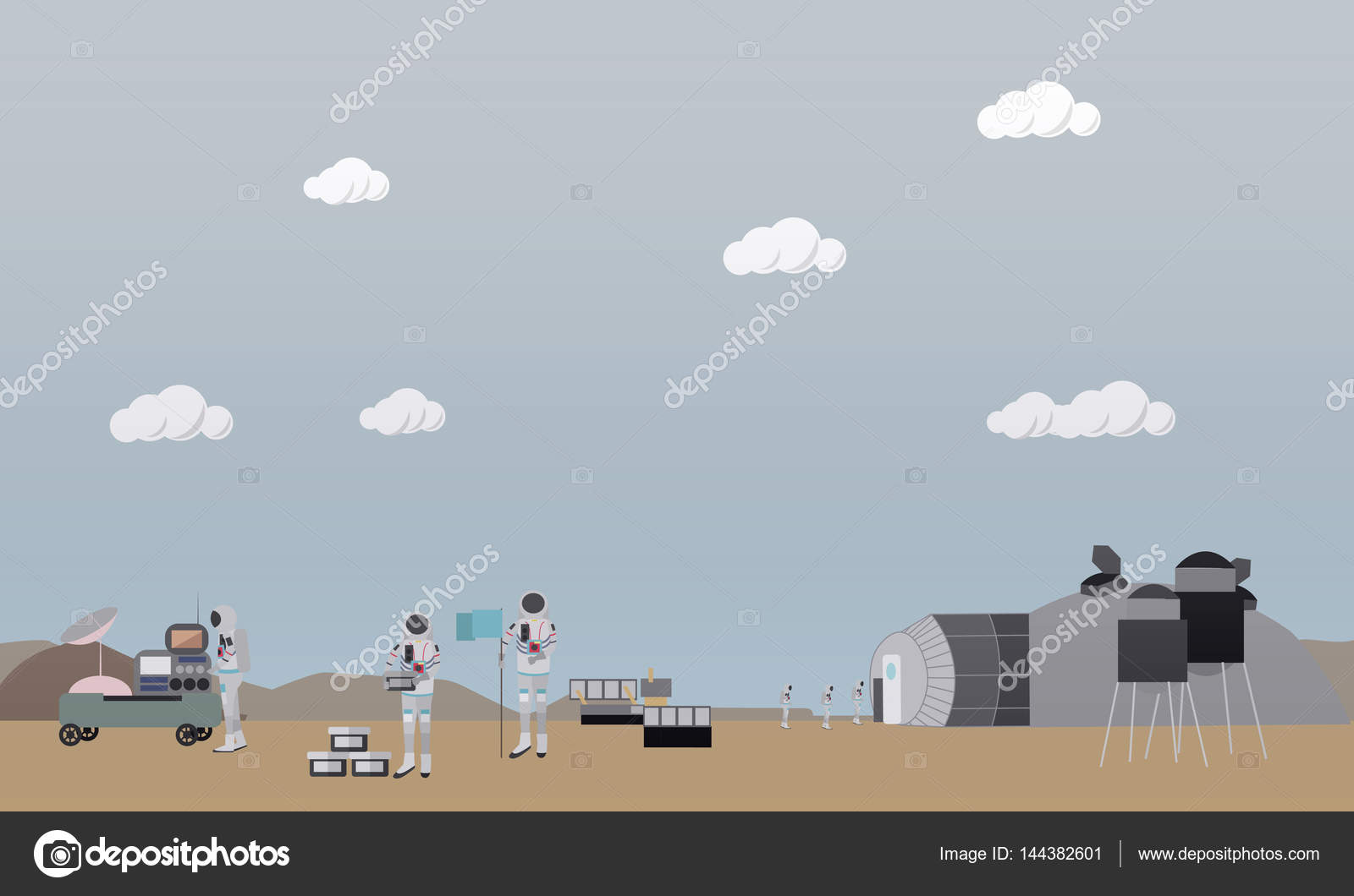 Exploration of Mars concept vector illustration in flat style. Stock ...