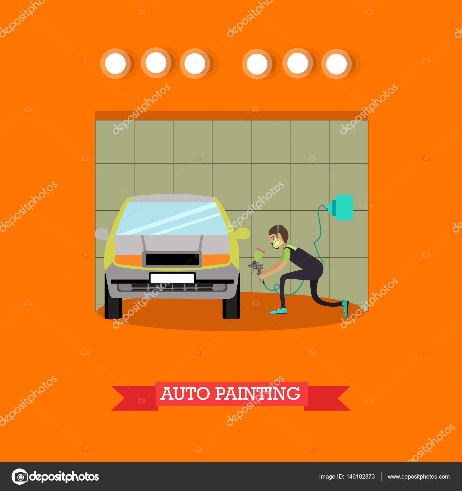 Auto painting services vector illustration in flat style — Stock Vector ... Auto painting services vector illustration in flat style — Stock Vector ...