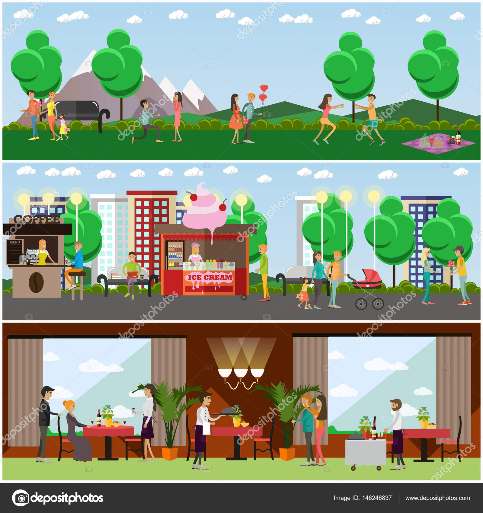 Vector set of lovers posters, banners in flat style Stock Vector by ...