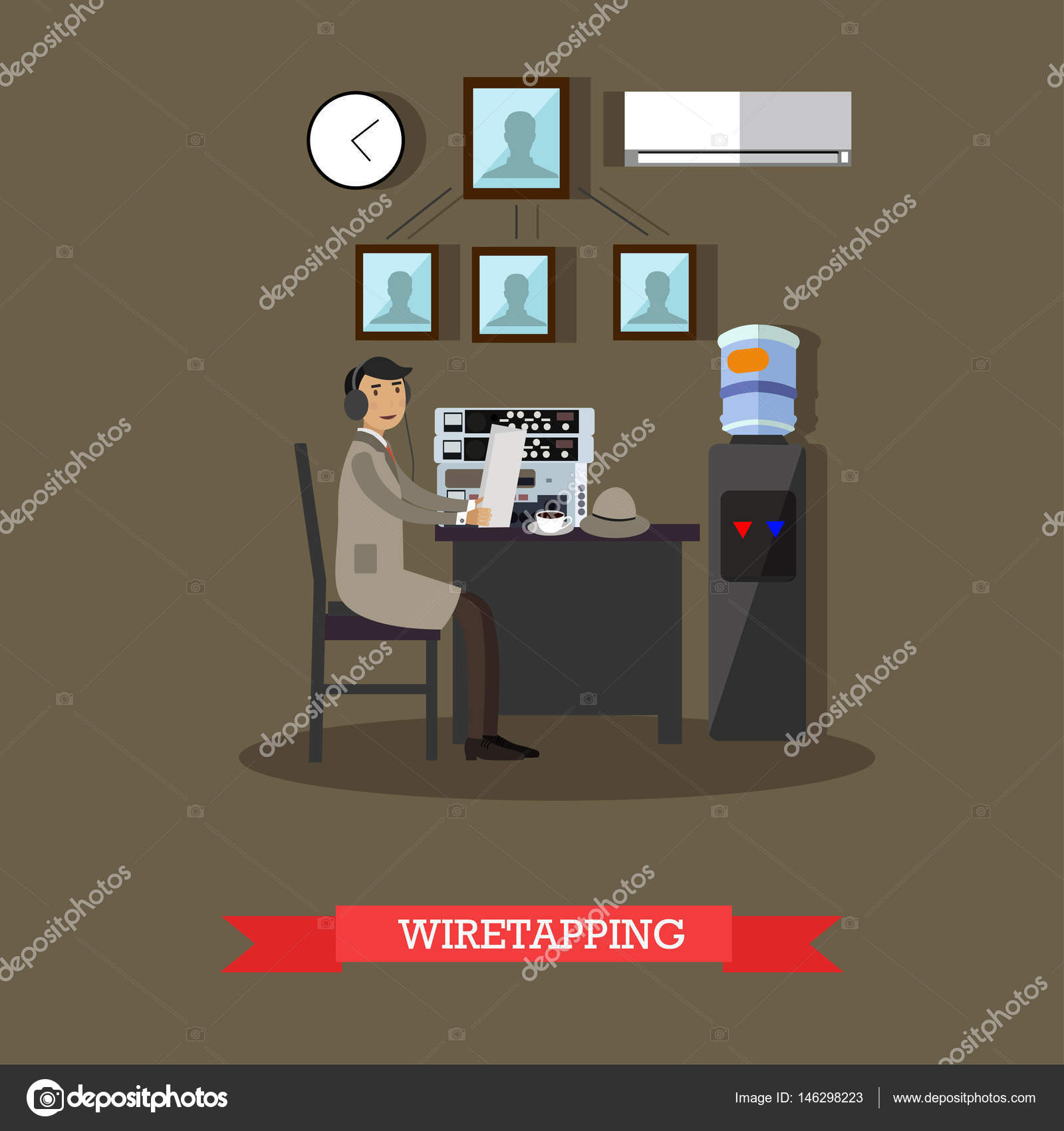 Wiretapping concept vector illustration in flat style Stock Vector ...
