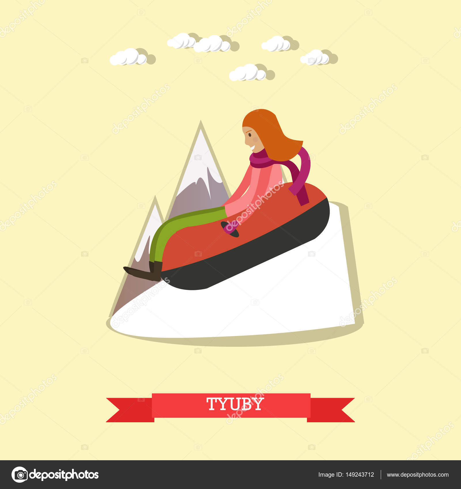 Snow tubing vector illustration in flat style Stock Vector Image by ...