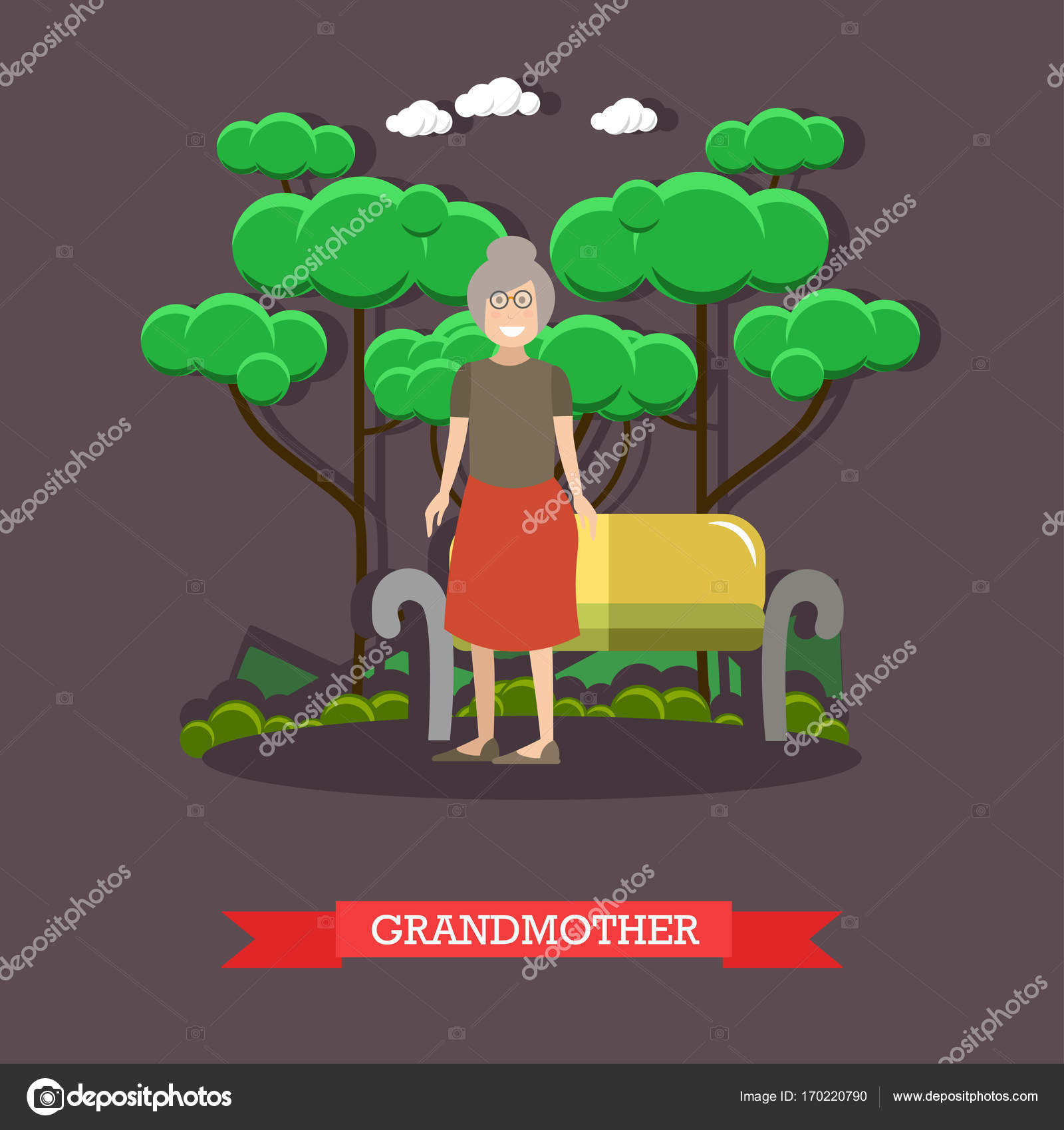 Vector Illustration Of Grandmother In Flat Style — Stock Vector