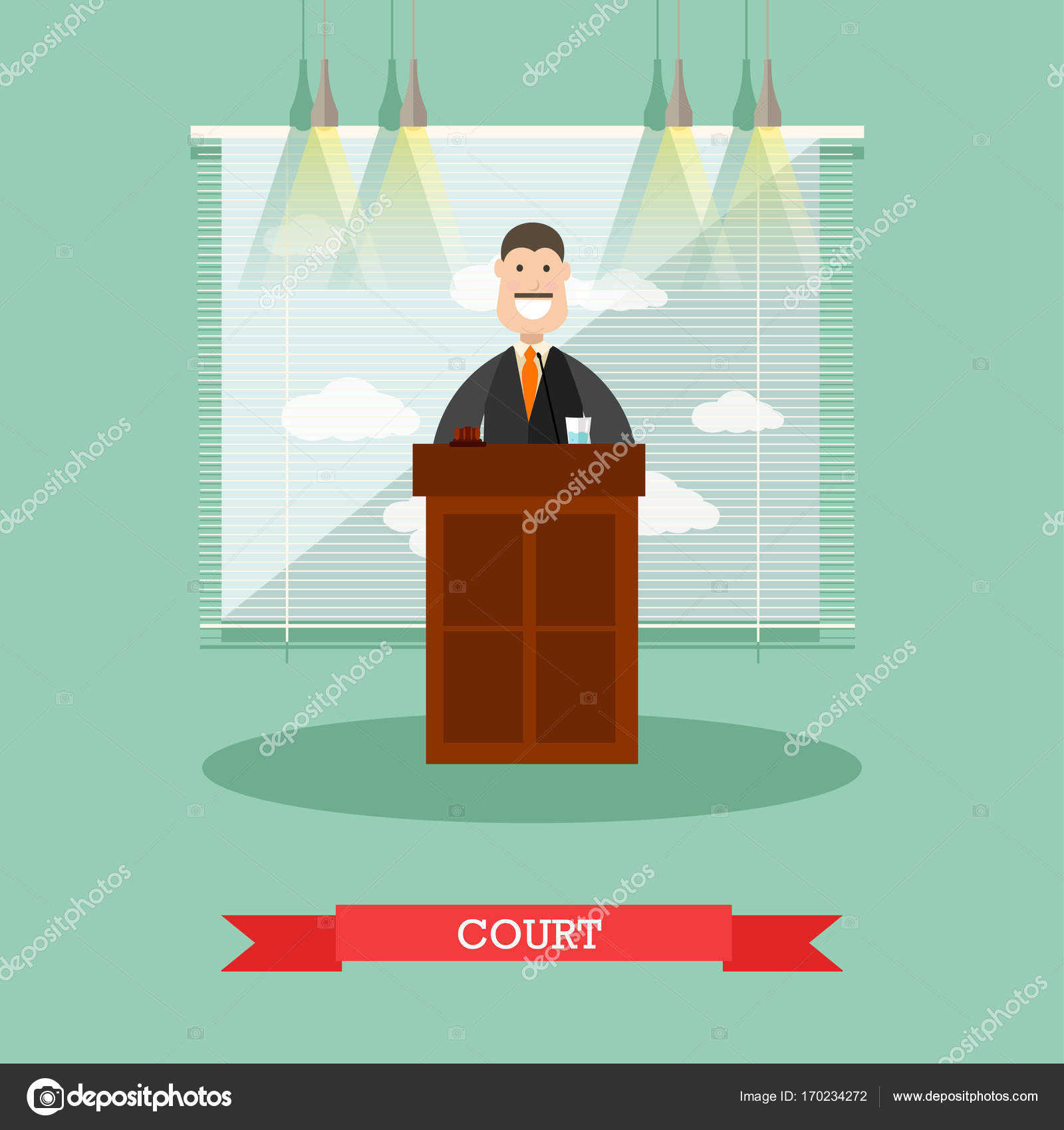 Court vector illustration in flat style Stock Vector Image by ...